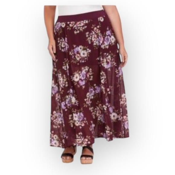 torrid | Skirts | Torrid Maxi Skirt With Undershorts Chiffon Floral ...